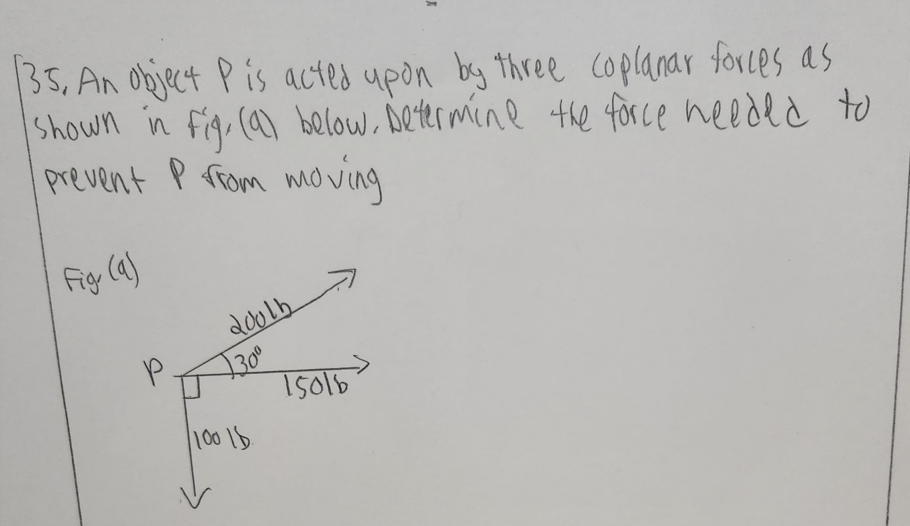 Solved [35. ﻿An object P ﻿is acted upon by three coplanar | Chegg.com