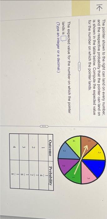 Solved The pointer shown to the right can land on every | Chegg.com