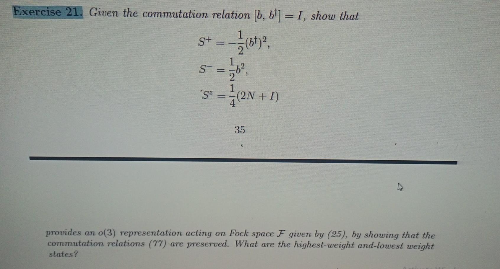 Solved Exercise 21. Given the commutation relation [b, 6t] | Chegg.com