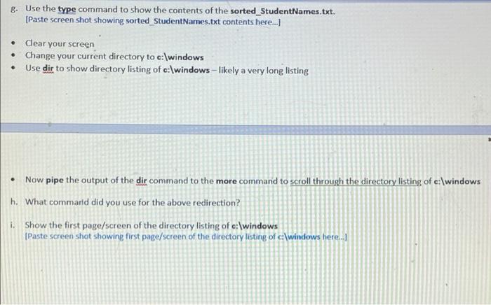 Solved 2. 1/0 redirection in Windows command line. Start a | Chegg.com