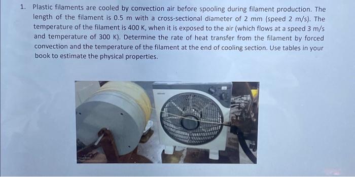 Solved 1. Plastic filaments are cooled by convection air | Chegg.com