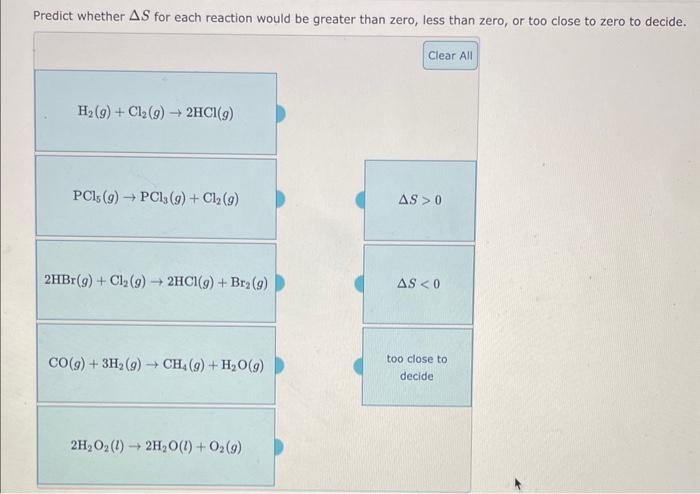 Solved Predict whether ΔS for each reaction would be greater | Chegg.com