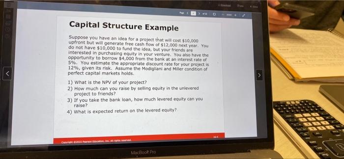 Solved > Capital Structure Example Suppose you have an idea | Chegg.com