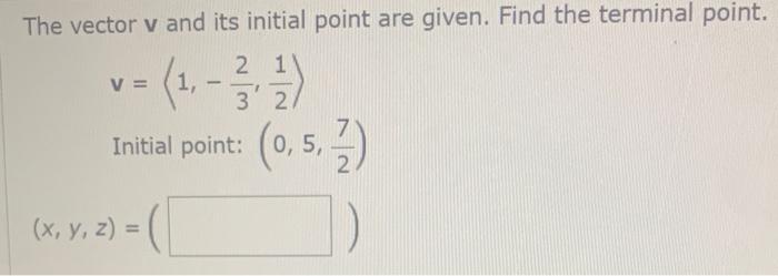 Solved The vector v and its initial point are given. Find | Chegg.com