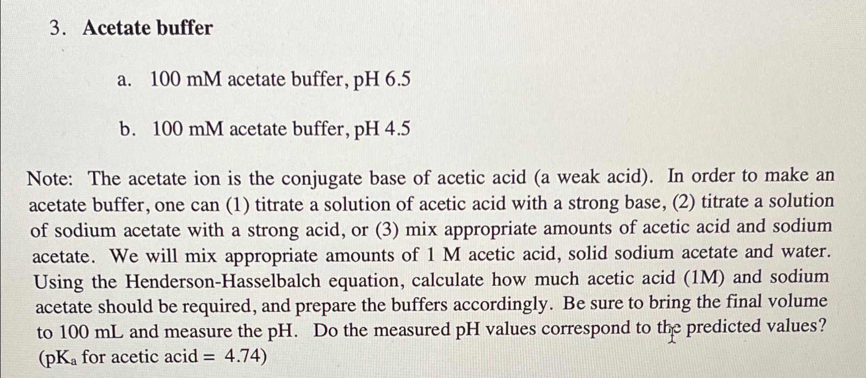 Solved Prepare 100ml buffer system. Please calculate how | Chegg.com