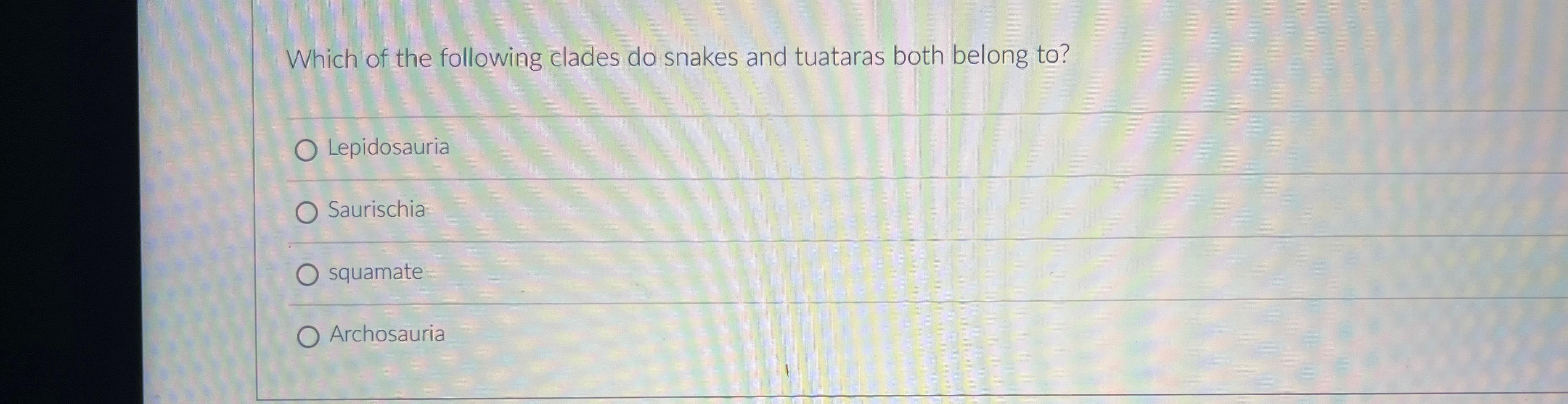 Solved Which of the following clades do snakes and tuataras | Chegg.com