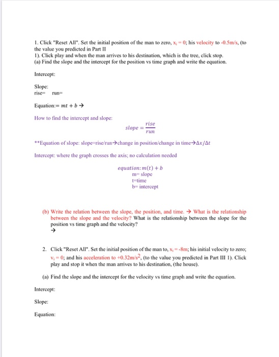 Solved Virtual lab 1:1-D kinematics Name: Click here to open | Chegg.com