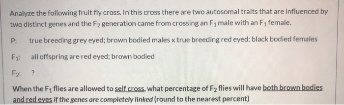 Solved Analyze the following fruit fly cross. In this cross | Chegg.com