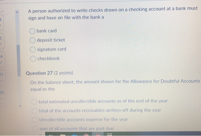 Solved A person authorized to write checks drawn on a | Chegg.com