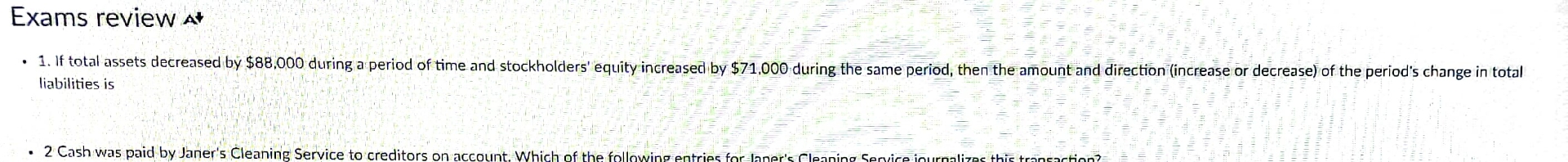 Solved Exams reviewIf total assets decreased by $88,000 | Chegg.com