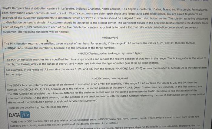 Floyd's Bumpers has distribution centers in | Chegg.com