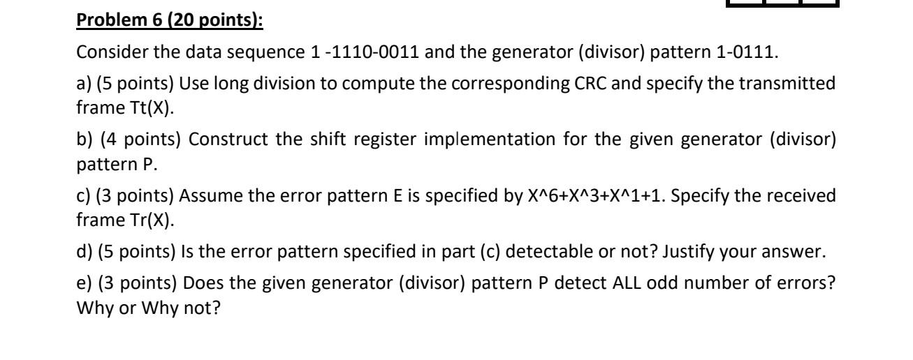Solved Problem 6 ( 20 points): Consider the data sequence | Chegg.com