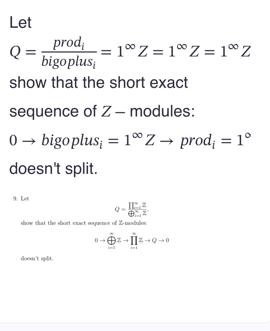 Solved Let)i)ishow that the short exactsequence of Z - | Chegg.com