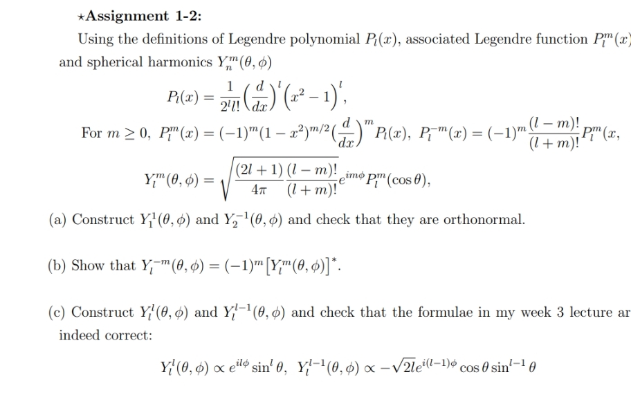 Solved ?Assignment 1-2:Using the definitions of ﻿Legendre | Chegg.com