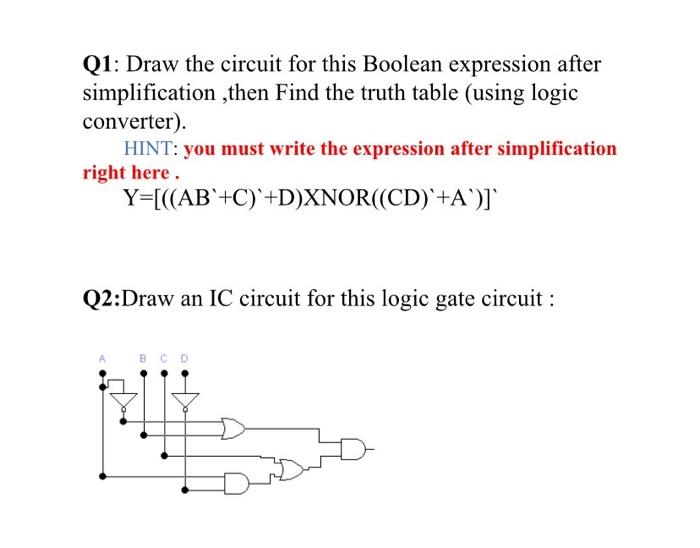 Solved Q1: Draw the circuit for this Boolean expression | Chegg.com