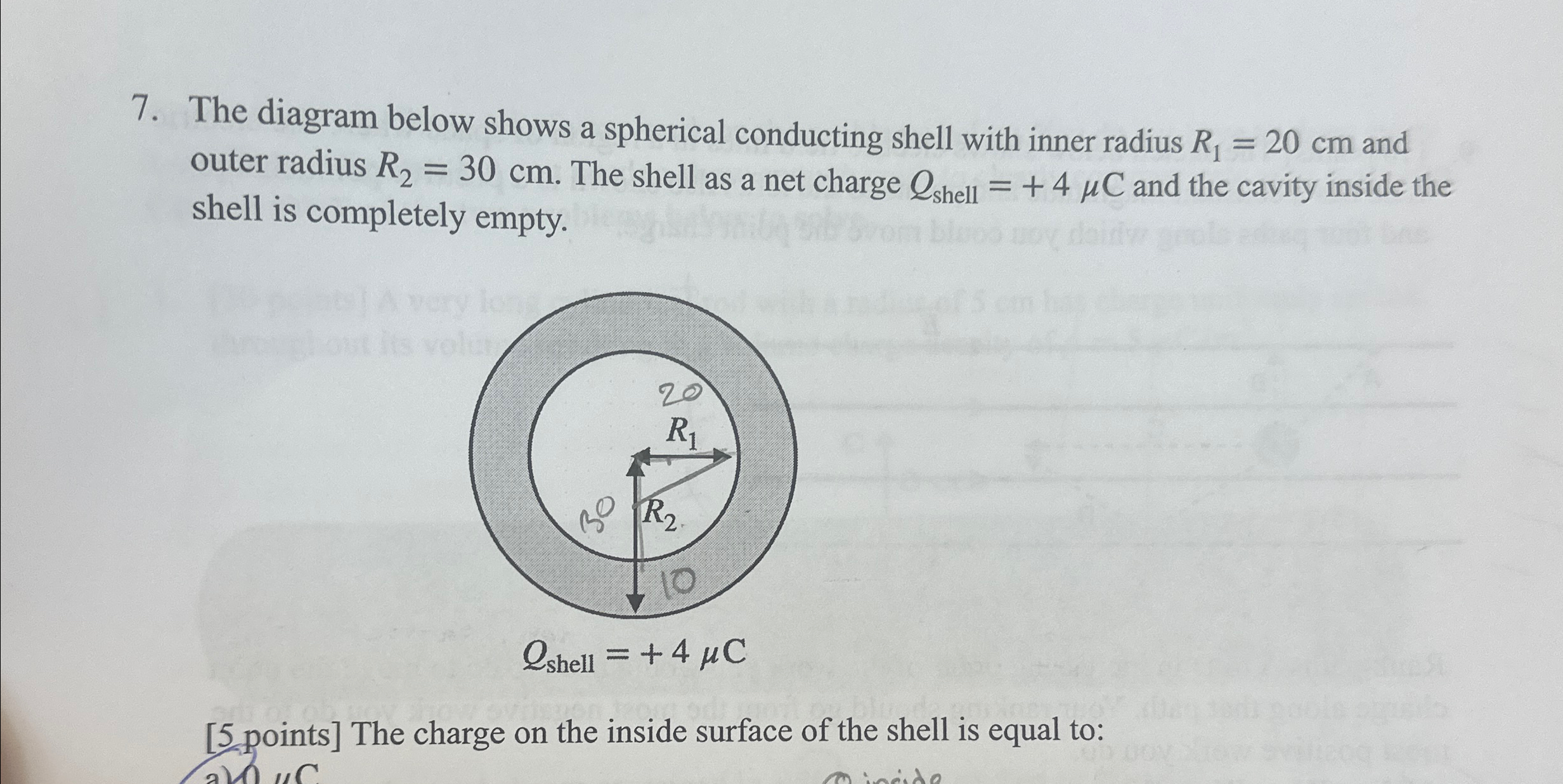 Solved The diagram below shows a spherical conducting shell | Chegg.com
