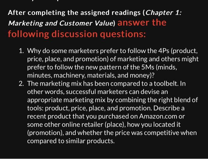 Solved After completing the assigned readings (Chapter 1: | Chegg.com
