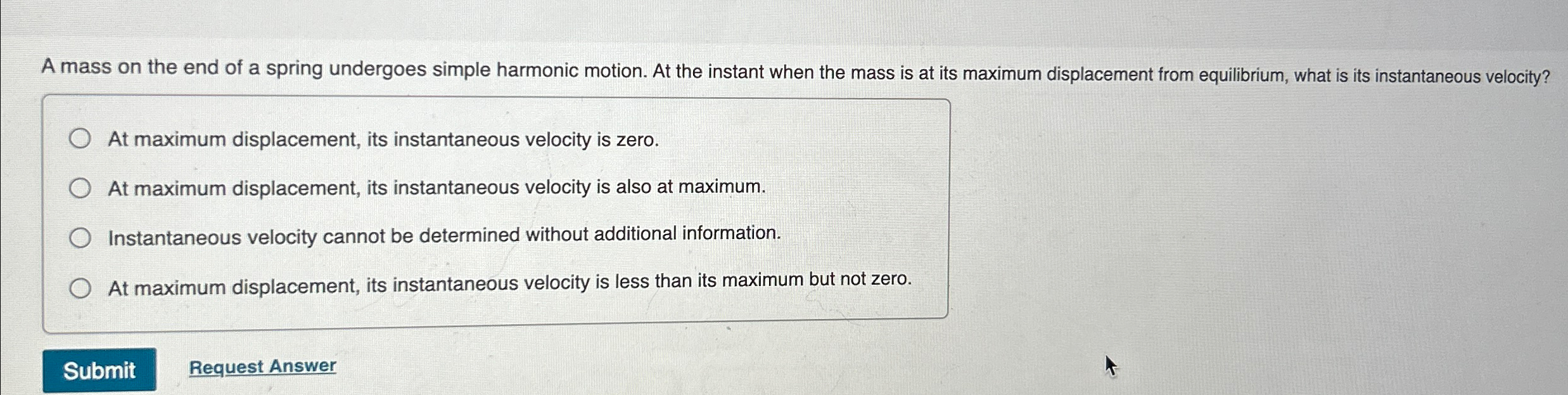 Solved For vibrational motion, what term denotes the maximum | Chegg.com