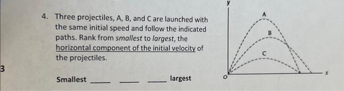 Solved 4. Three projectiles, A, B, and C are launched with | Chegg.com
