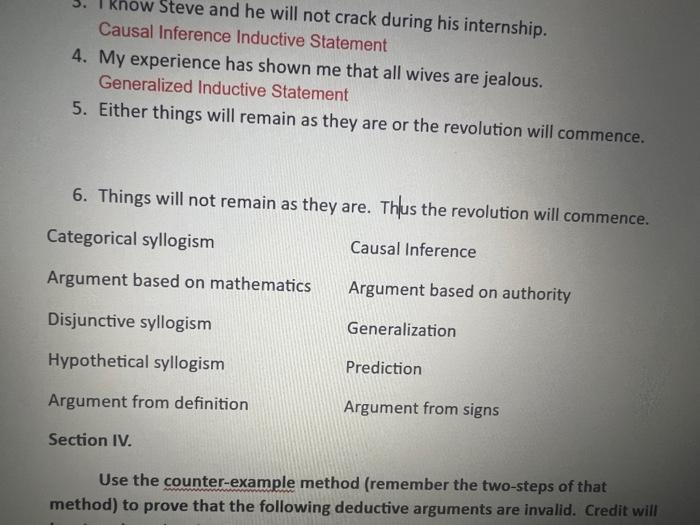 State whether the following arguments are deductive | Chegg.com