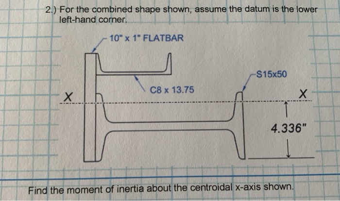 Solved 2.) For the combined shape shown, assume the datum is | Chegg.com