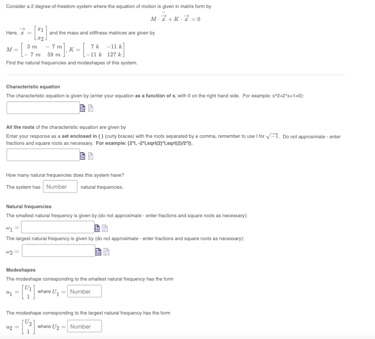 Solved Can I get some help with this Vibrations problem , | Chegg.com