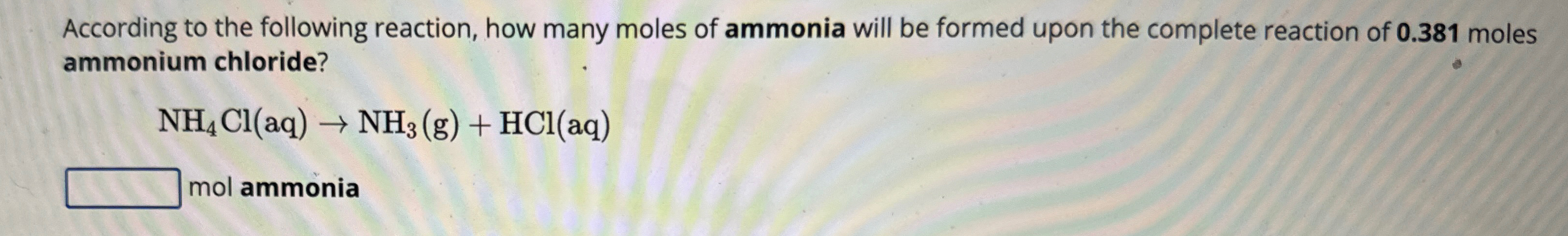 According to the following reaction, how many moles | Chegg.com