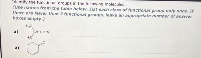 Solved Identify the functional groups in the following | Chegg.com