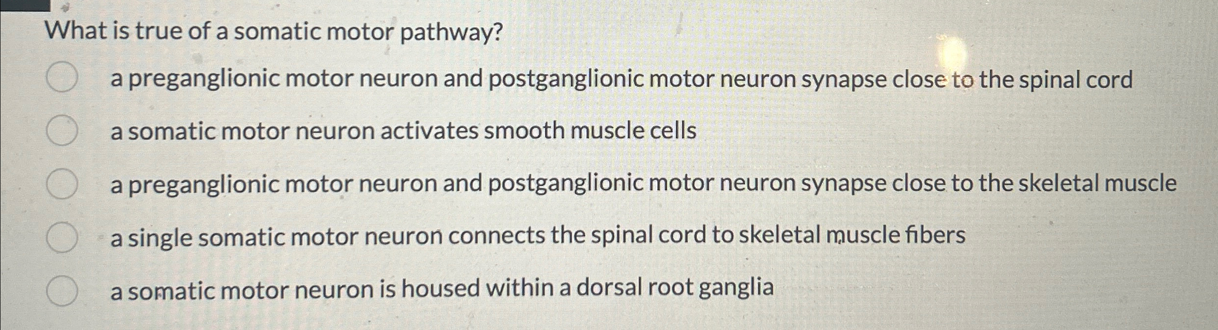 Solved What is true of a somatic motor pathway?a | Chegg.com