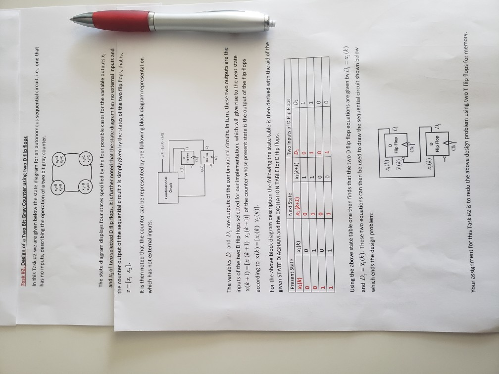Solved Task #2. Design of a Two Bit Gray Counter using two D | Chegg.com
