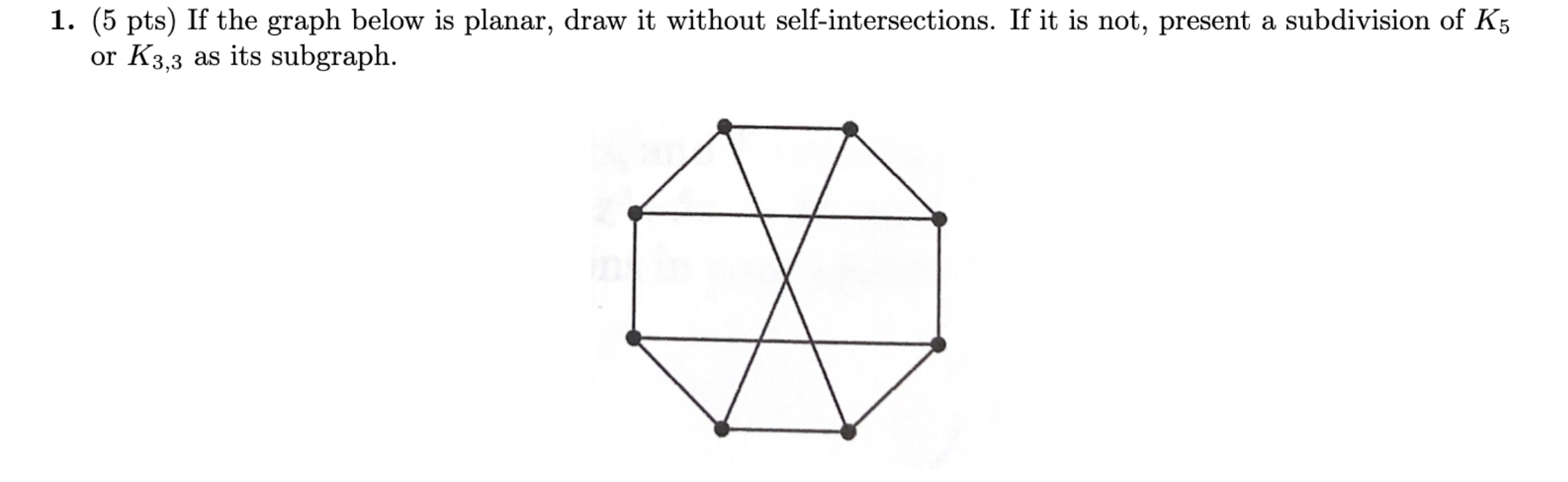 Solved (5 ﻿pts) ﻿If the graph below is planar, draw it | Chegg.com