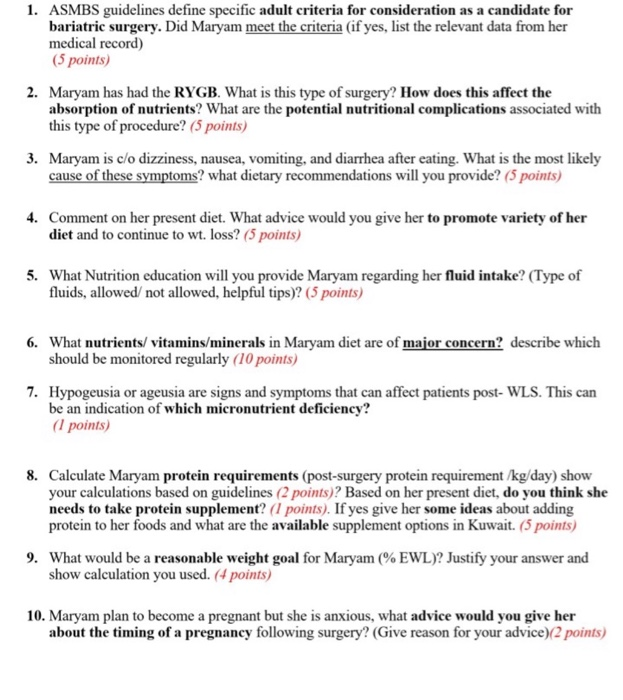 1. ASMBS guidelines define specific adult criteria | Chegg.com