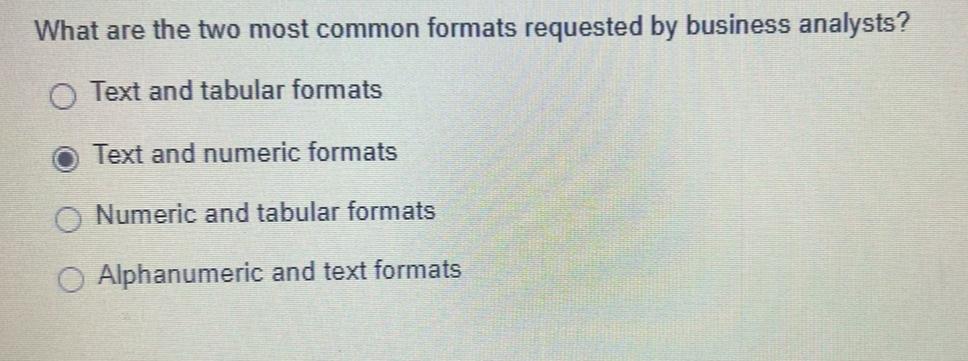 Solved What are the two most common formats requested by | Chegg.com