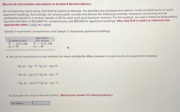 Solved (Round all intermediate calculations to at least 4 | Chegg.com