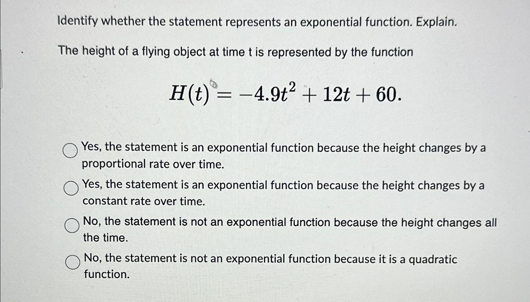 Solved Identify whether the statement represents an | Chegg.com
