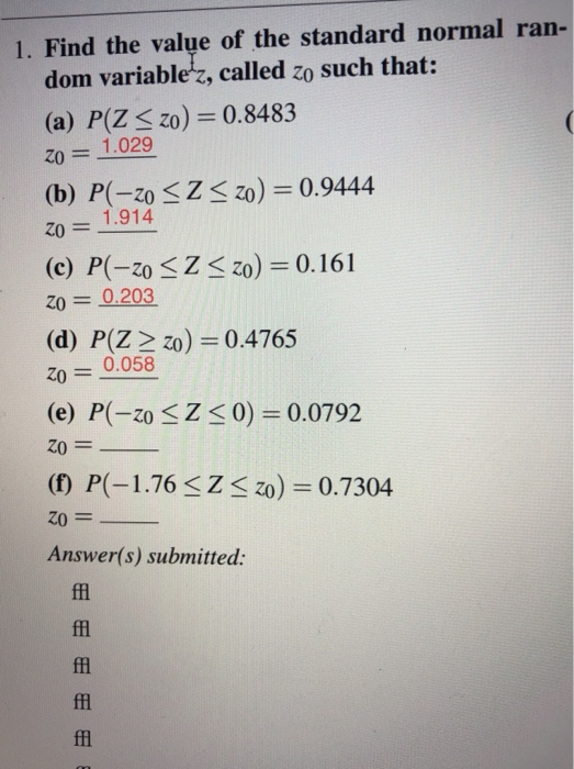 Solved 1. Find the value of the standard normal ran- dom | Chegg.com