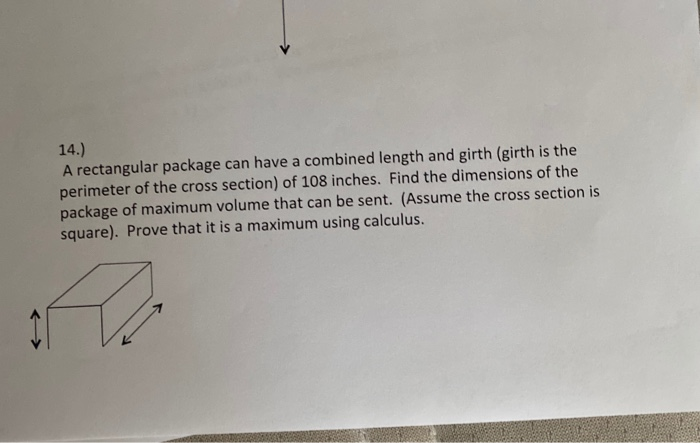 Solved 14.) A rectangular package can have a combined length | Chegg.com