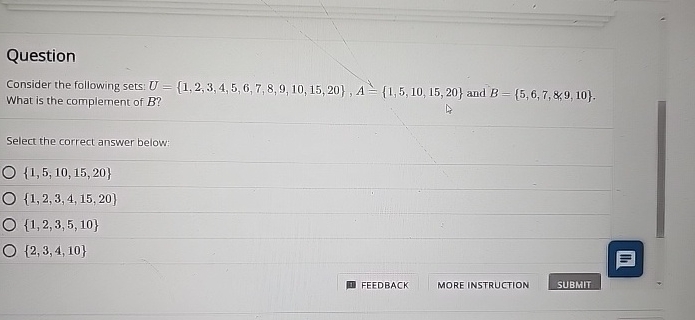 Solved QuestionConsider the following sets: | Chegg.com