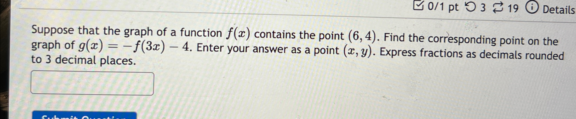 Solved 01 ﻿pt319DetailsSuppose that the graph of a function | Chegg.com