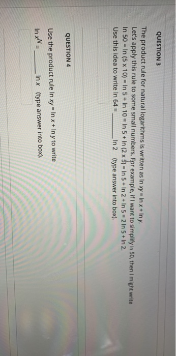 Solved QUESTION 3 The product rule for natural logarithms is | Chegg.com