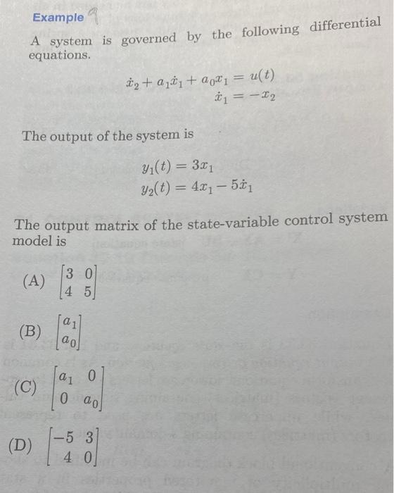 Solved Example A system is governed by the following | Chegg.com