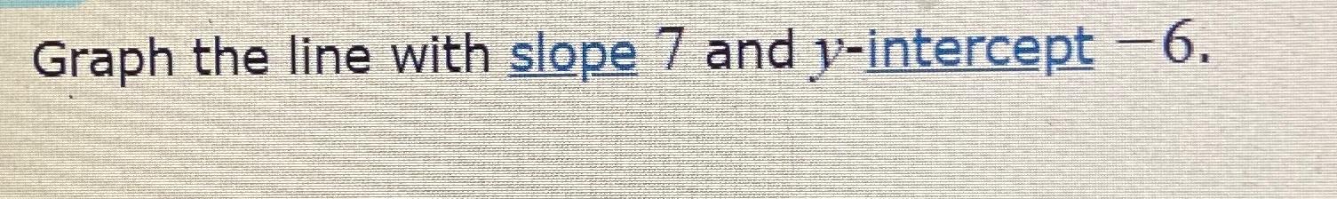 Solved Graph the line with slope 7 ﻿and y-intercept -6 . | Chegg.com