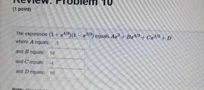 Solved (1 ﻿point)The expression (1+x43)(1-x23) ﻿equals | Chegg.com