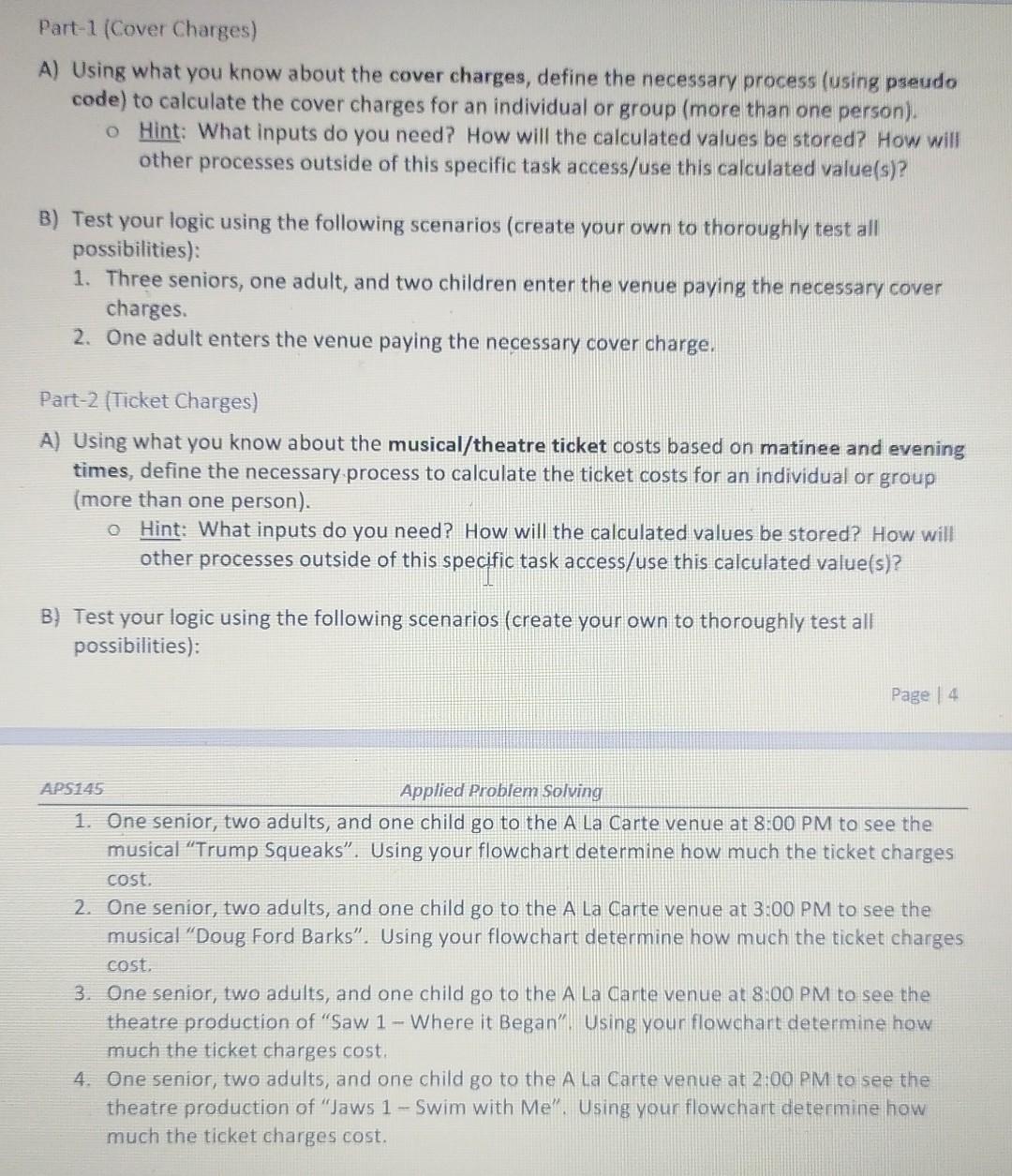 A) Using what you know about the cover charges, | Chegg.com