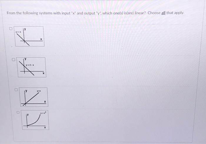 From The Following Systems With Input X And 