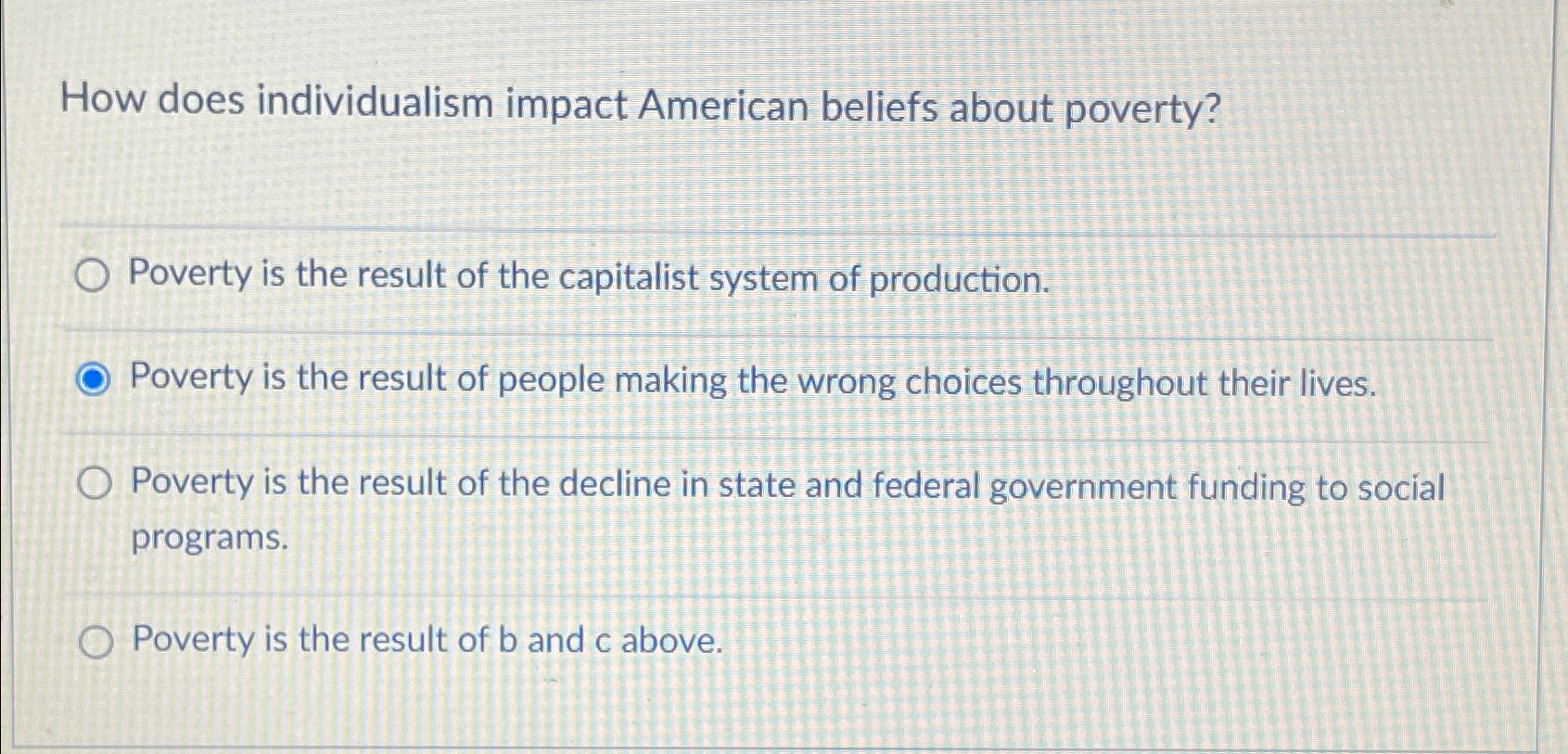 Solved How does individualism impact American beliefs about | Chegg.com