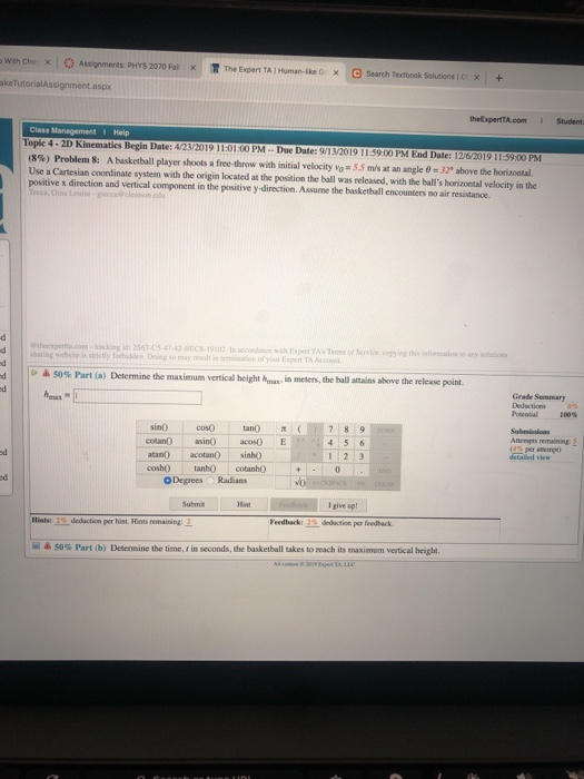 Solved with Chex Assignments: PHYS 2070 Fax * The Expert TA | Chegg.com