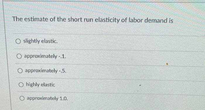 Solved The estimate of the short run elasticity of labor | Chegg.com