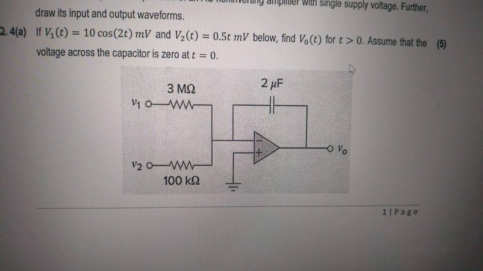 Solved draw its input and output waveforms.2. 4(a) ﻿If | Chegg.com