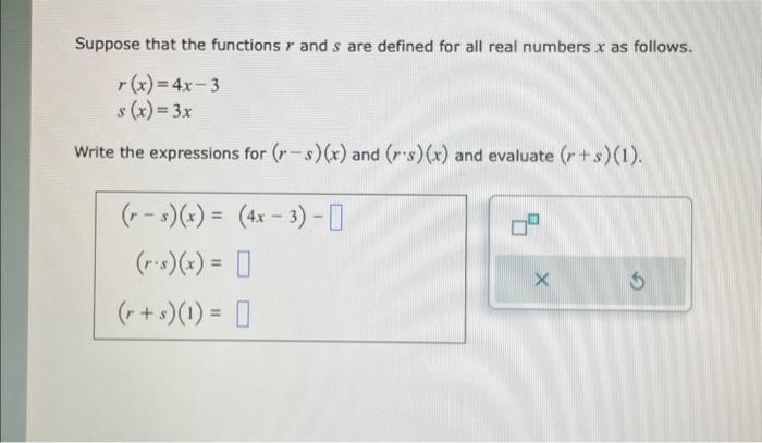 Solved Suppose that the functions r and s are defined for | Chegg.com